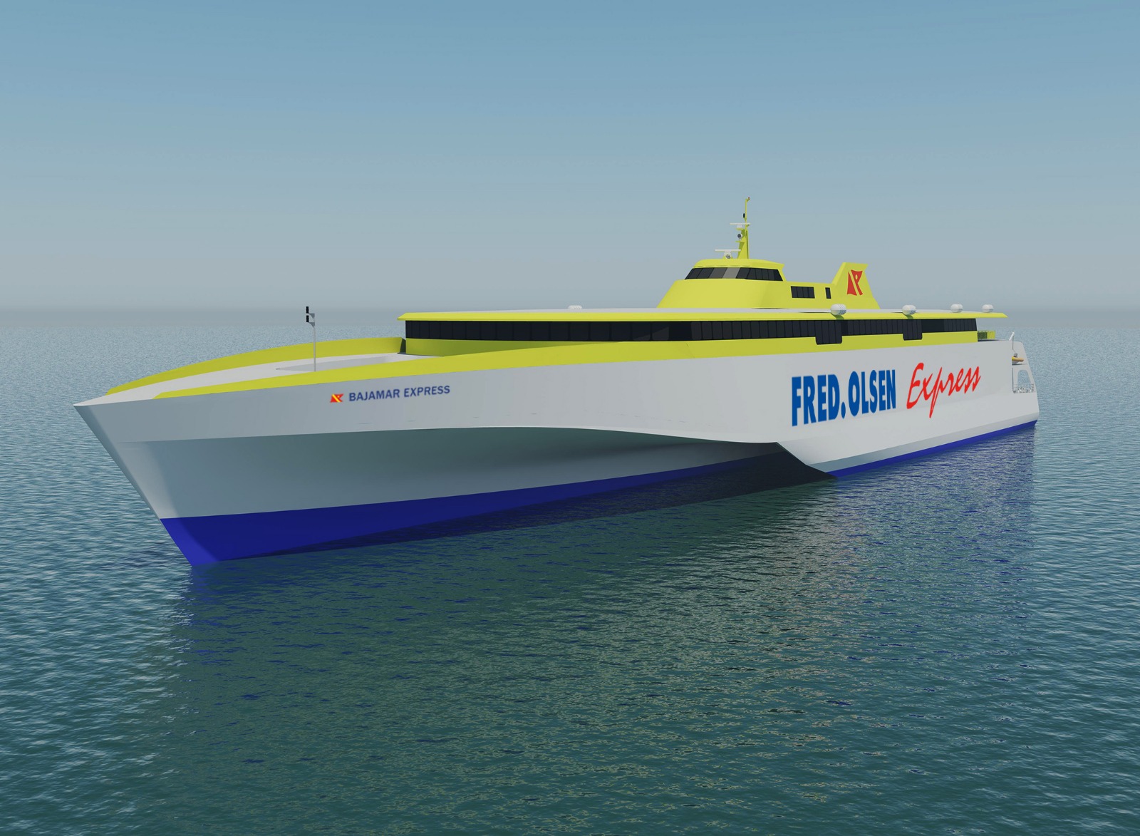 El Bajamar Express, el primero de los nuevos trimaranes de Fred. Olsen, comenzará a operar en ...